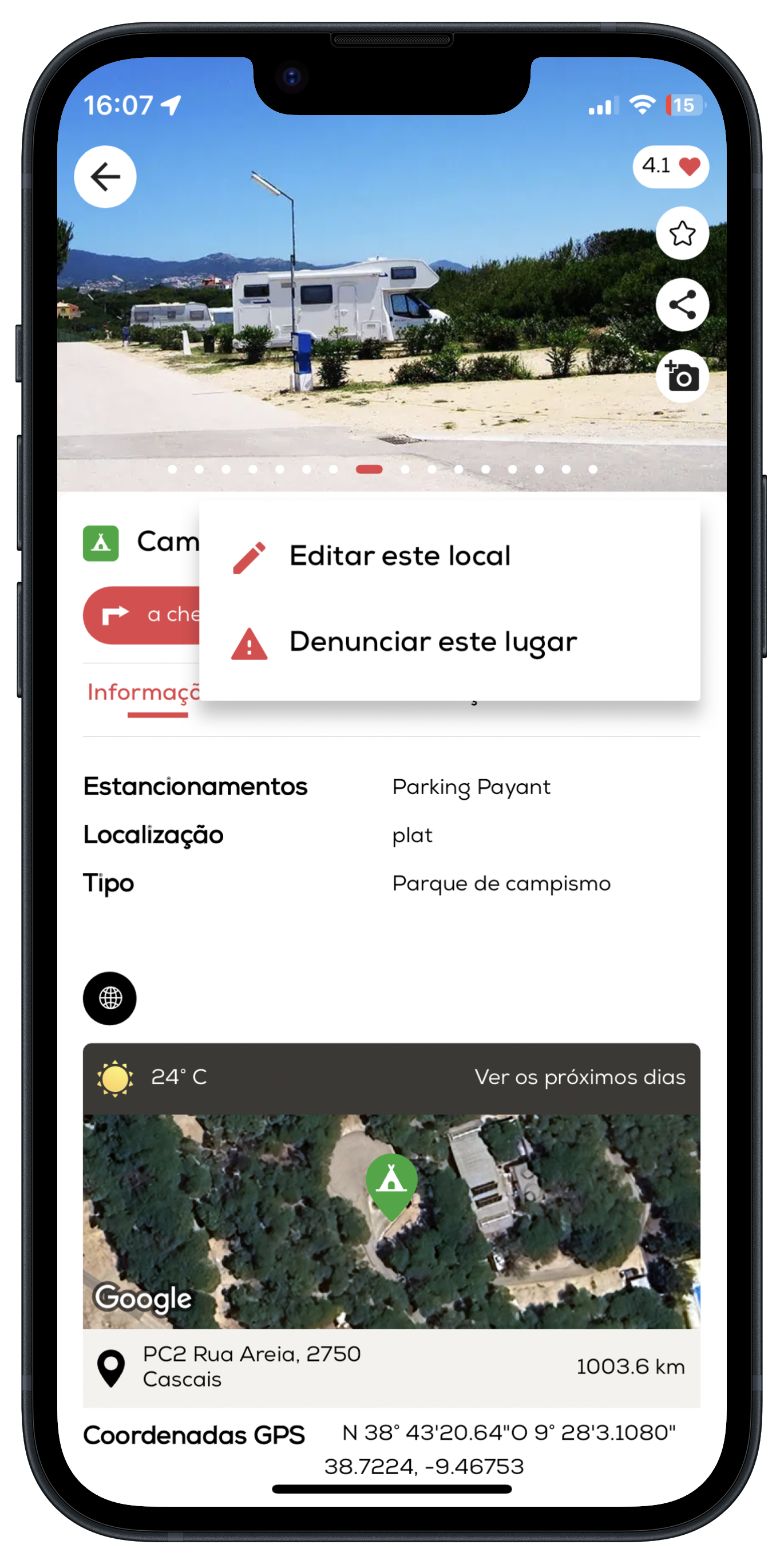Corrigir as tarifas indicadas numa ficha – CaraMaps